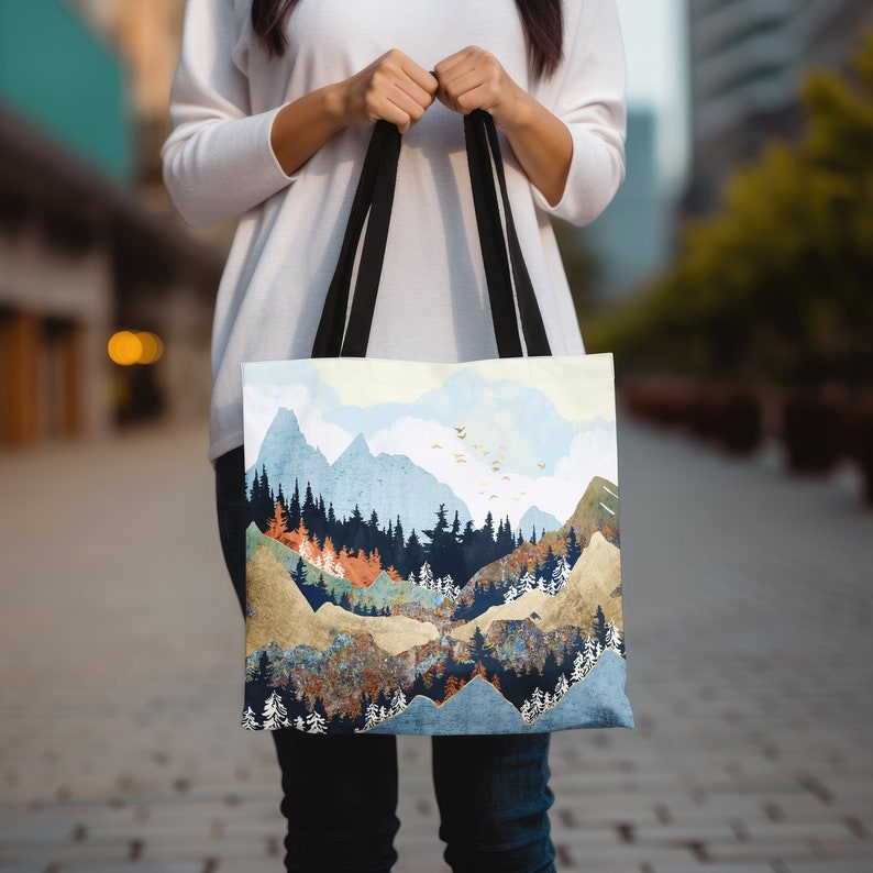 Forest Tote Bag, Abstract Forest Landscape Bag, Artsy Nature Tote ...