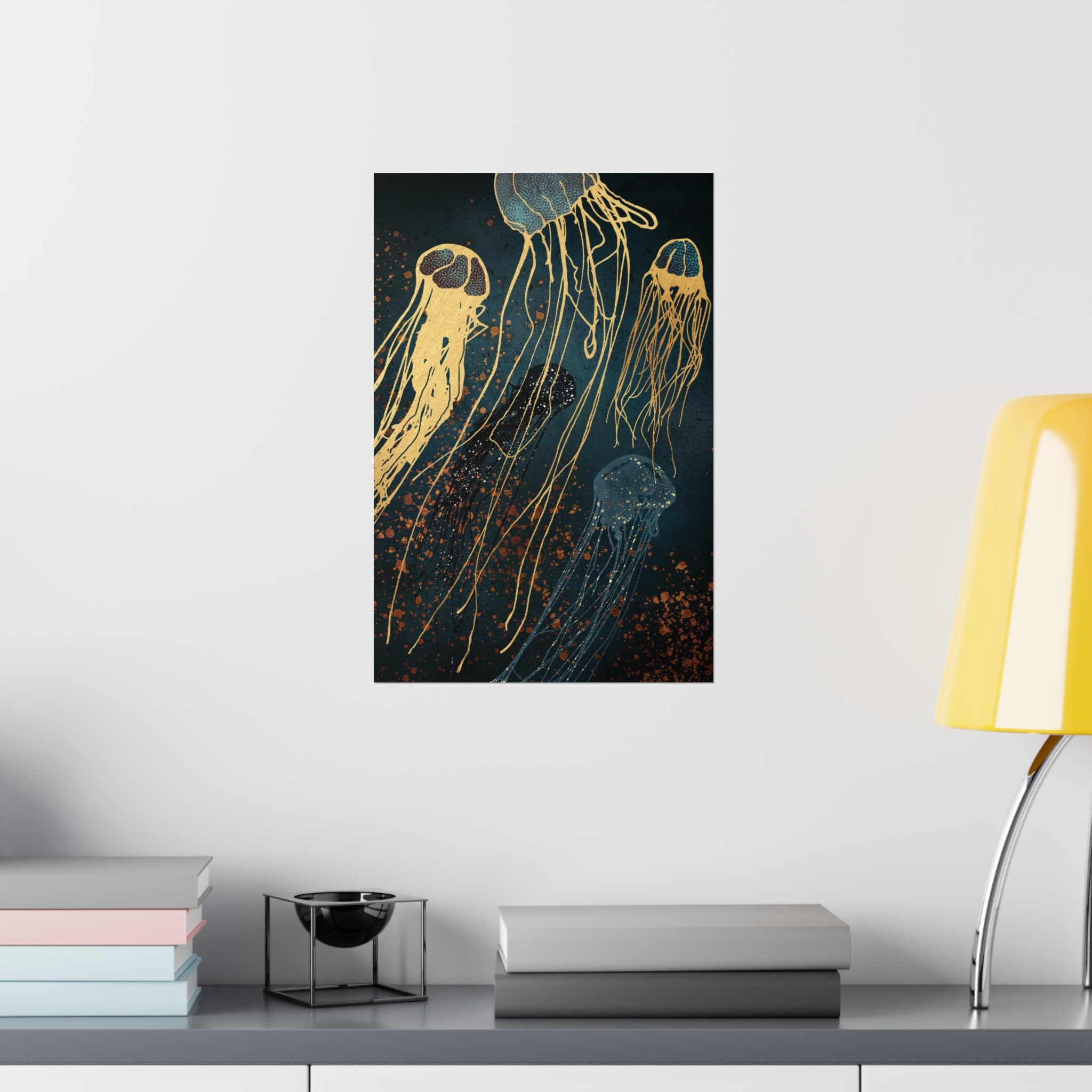 Metallic Jellyfish Art Print: Abstract Ocean Decor - Etsy