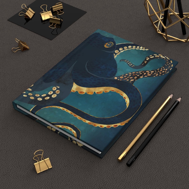 Octopus Art Journal: Dark Ocean Theme Hardcover Notebook - Etsy