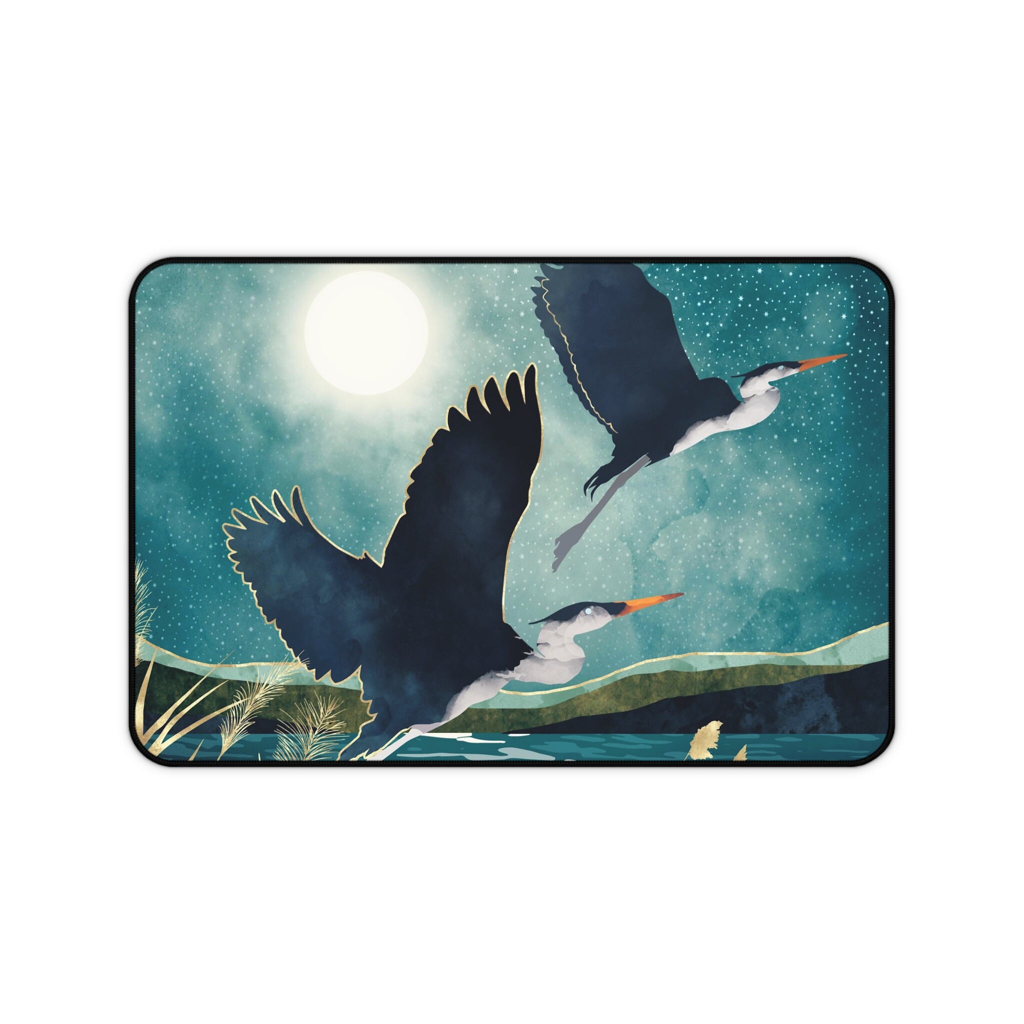 Heron Desk Mat, Bird Desk Mat, Long Desk Mousepad, Nature Desk Mat ...