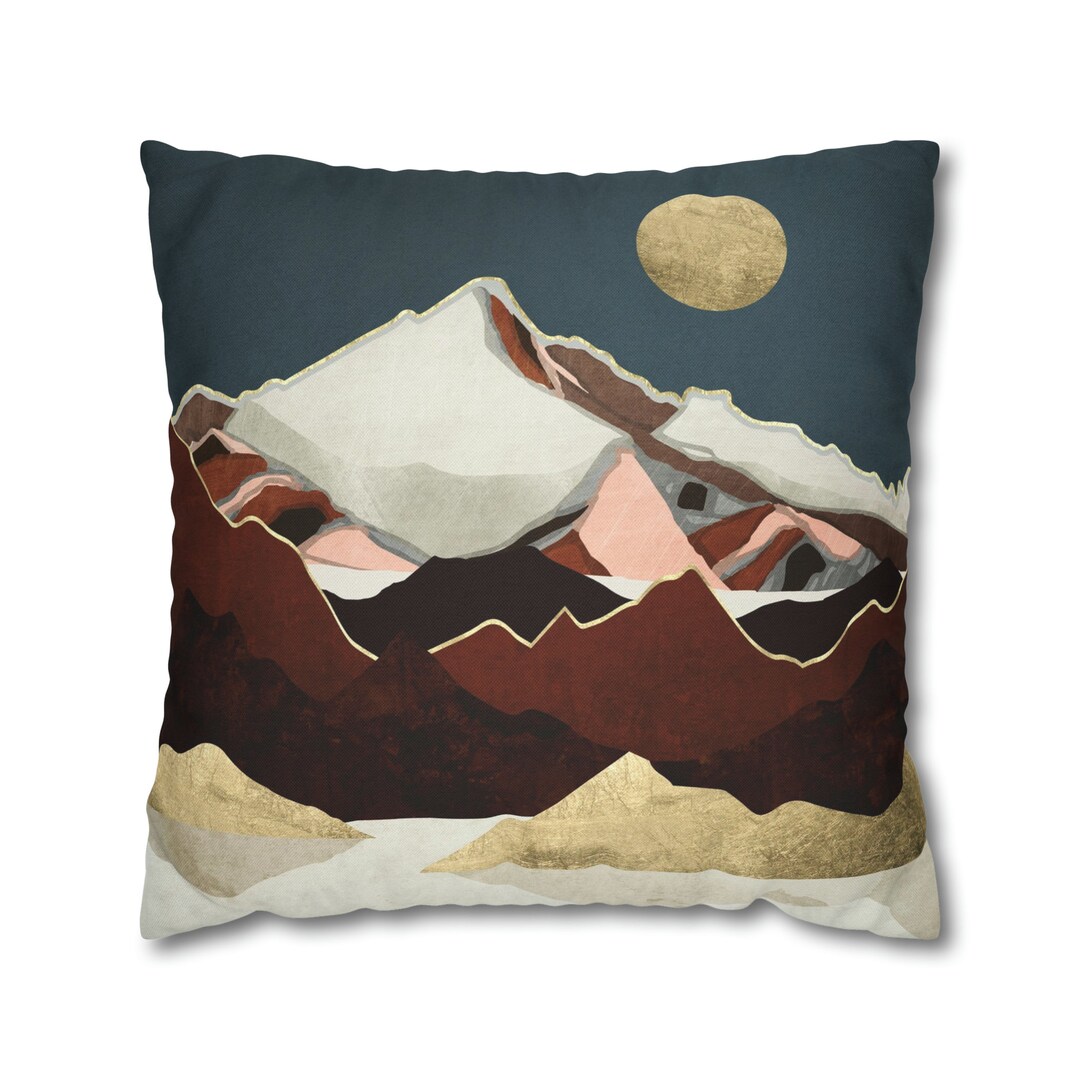 Modern Mountain Pillow - Bold Red and Gold Design - Chic Home Accent - Etsy