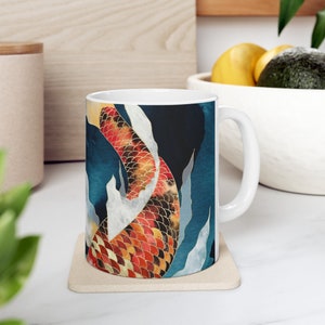 Colorful Koi Coffee Mug - Artistic Fish Design - Ideal Gift for Marine ...