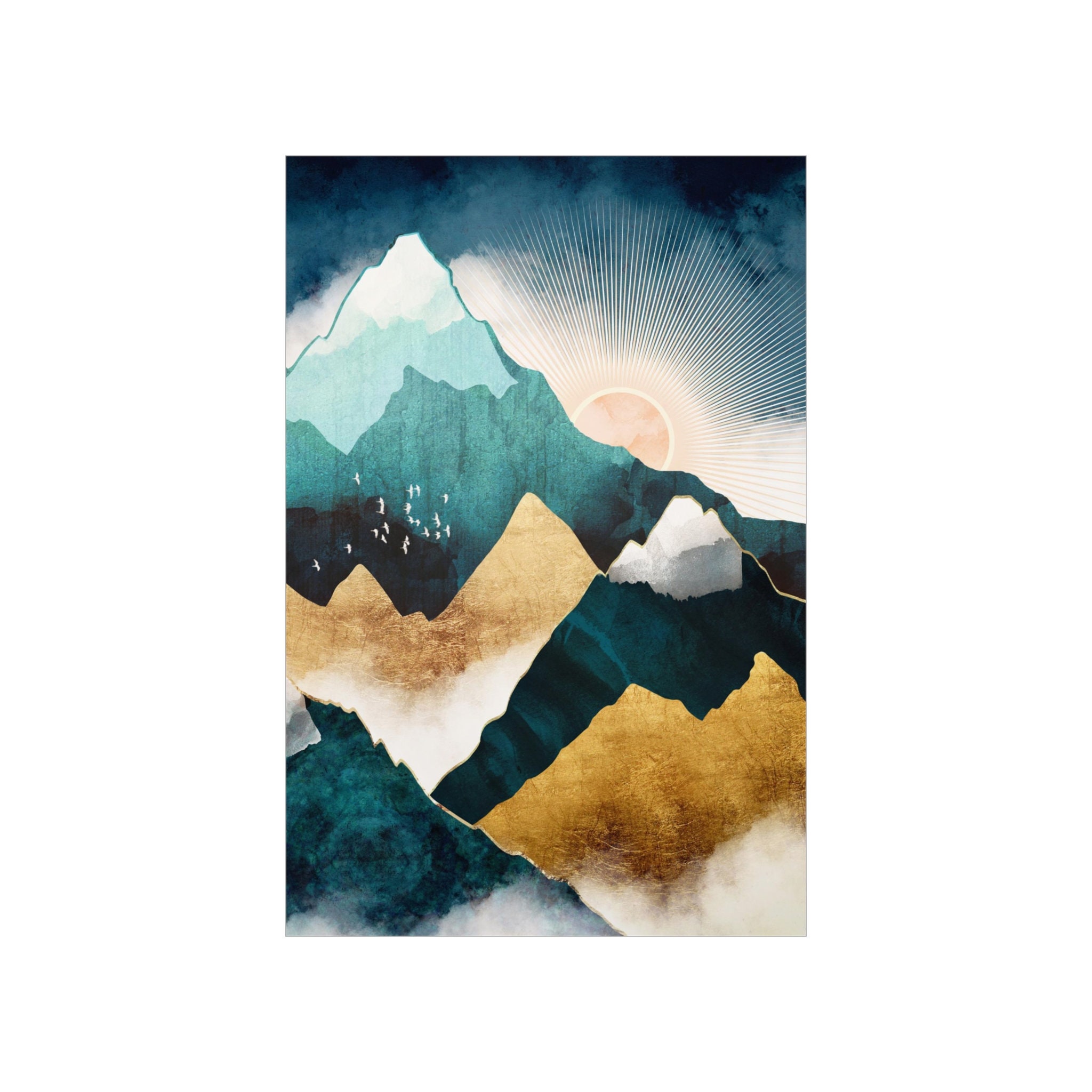 Mountain Sunrise Art Print: Abstract Landscape Poster, Modern Decor - Etsy