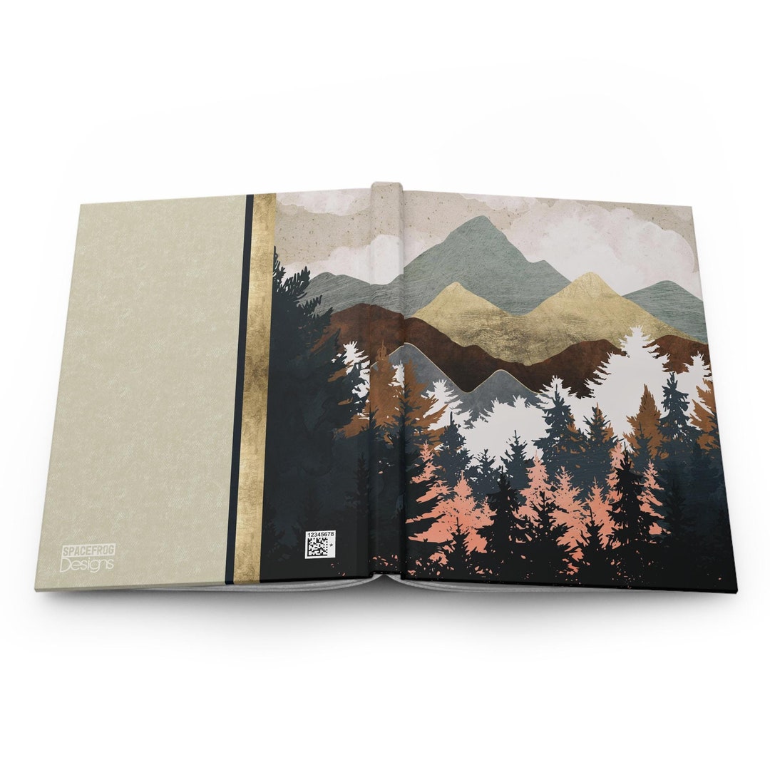 Artistic Mountain and Forest Scene Notebook - Earthy Tones Hardcover ...