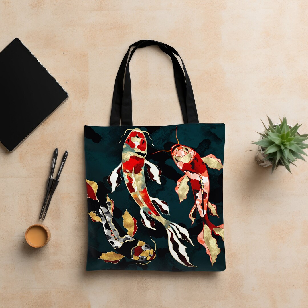 Abstract Koi Tote Bag - Camping Fish Design Carryall by Spacefrog ...