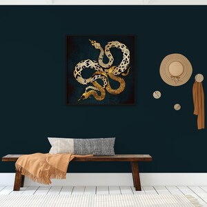 Elegant Serpent Artwork Luxurious Framed Canvas Print Modern Home Decor ...