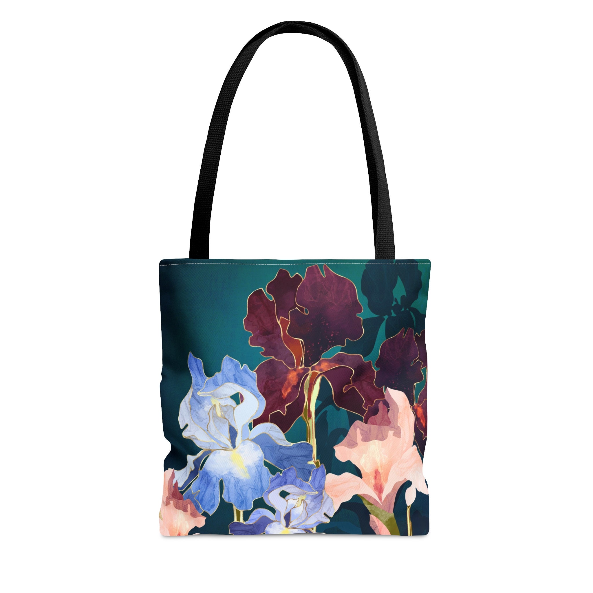 Floral Iris Tote Bag, Abstract Flower Bag, Artsy Botanical Tote Bag ...