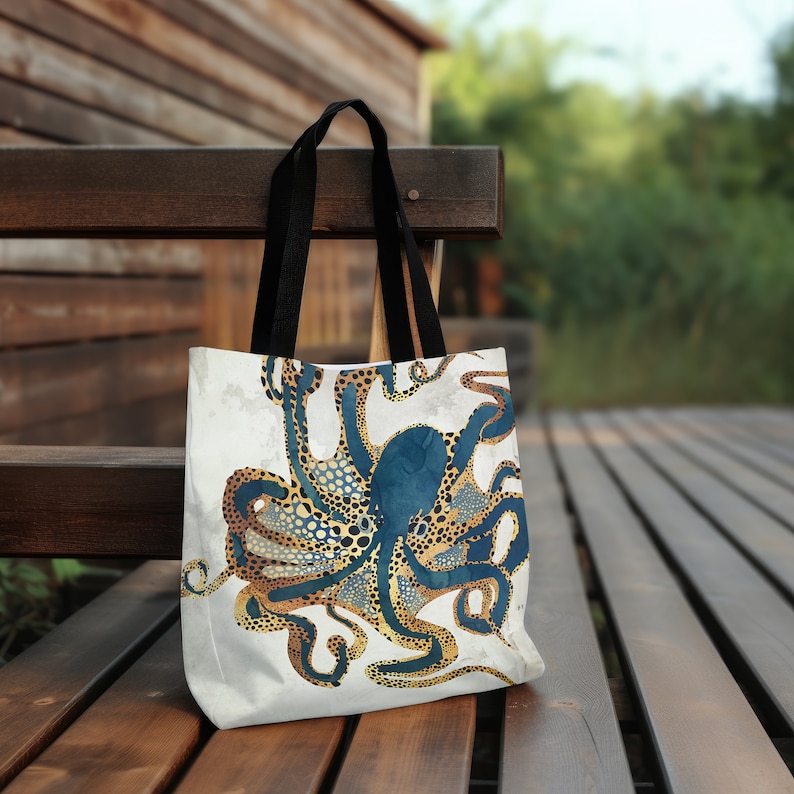 Abstract Octopus Tote Bag, Artsy Ocean Carryall - Etsy