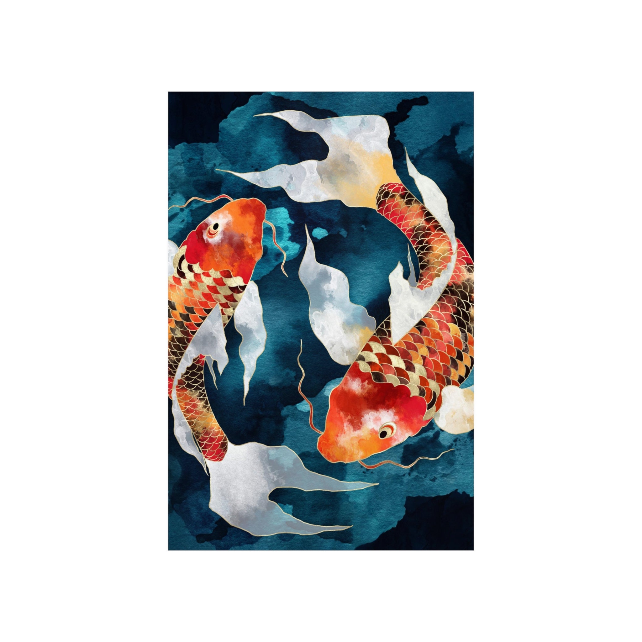 Koi Wall Art, Abstract Fish Art, Metallic Koi II by Spacefrog Designs ...