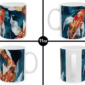 Colorful Koi Coffee Mug - Artistic Fish Design - Ideal Gift for Marine ...