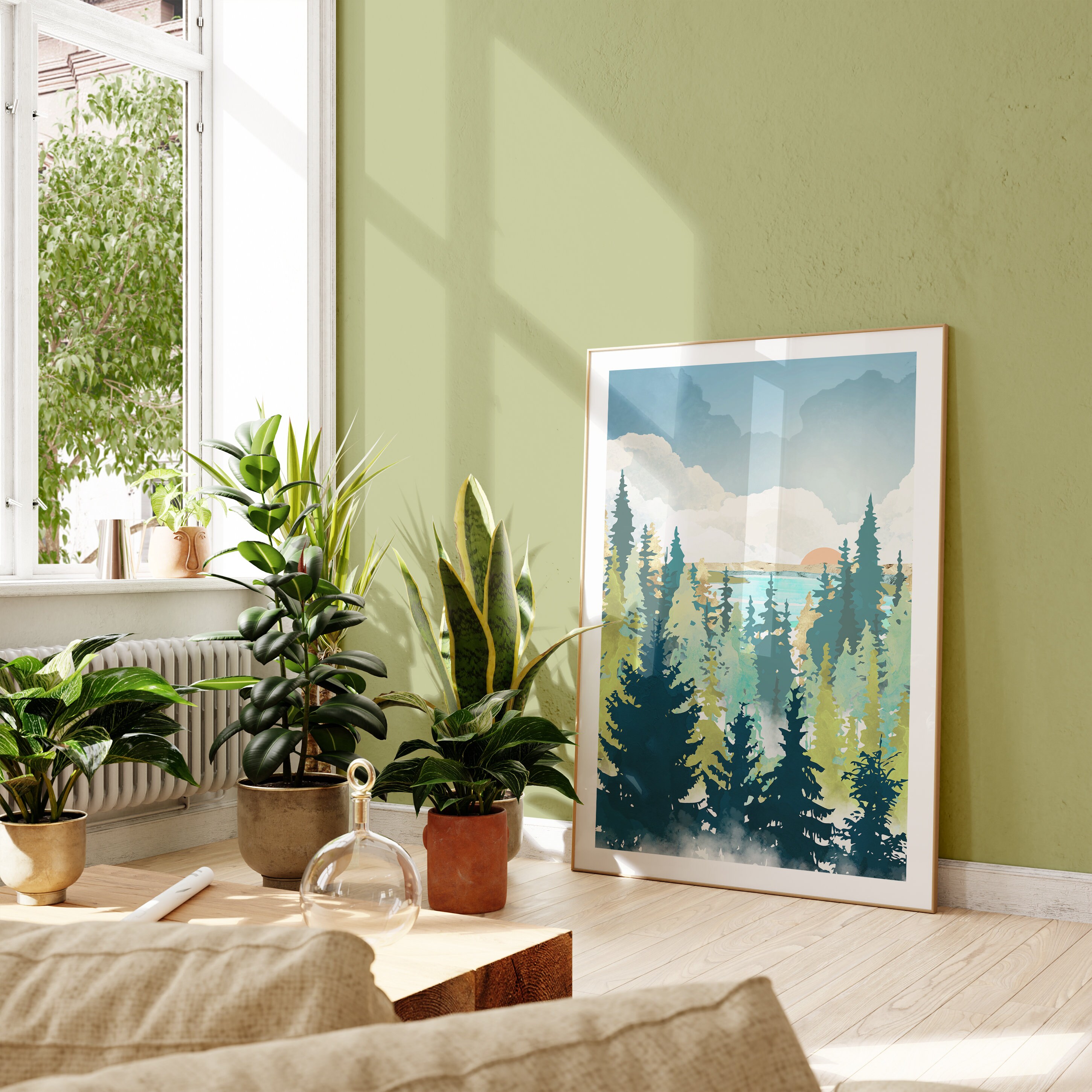 Pastel Landscape Art Print, Abstract Forest Landscape Poster Design ...