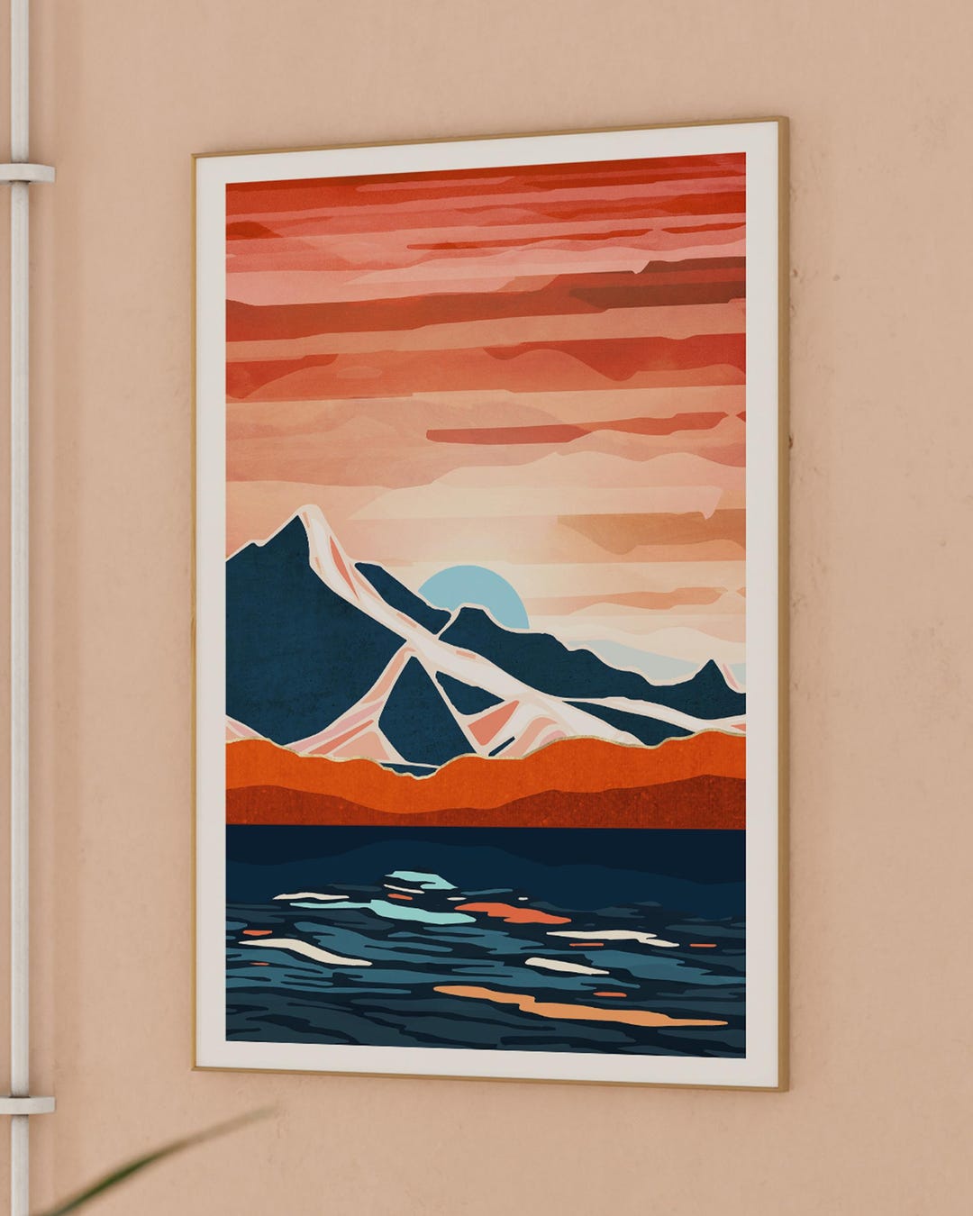 Retro Ocean Sunset Art Print: Modern Landscape Poster - Etsy
