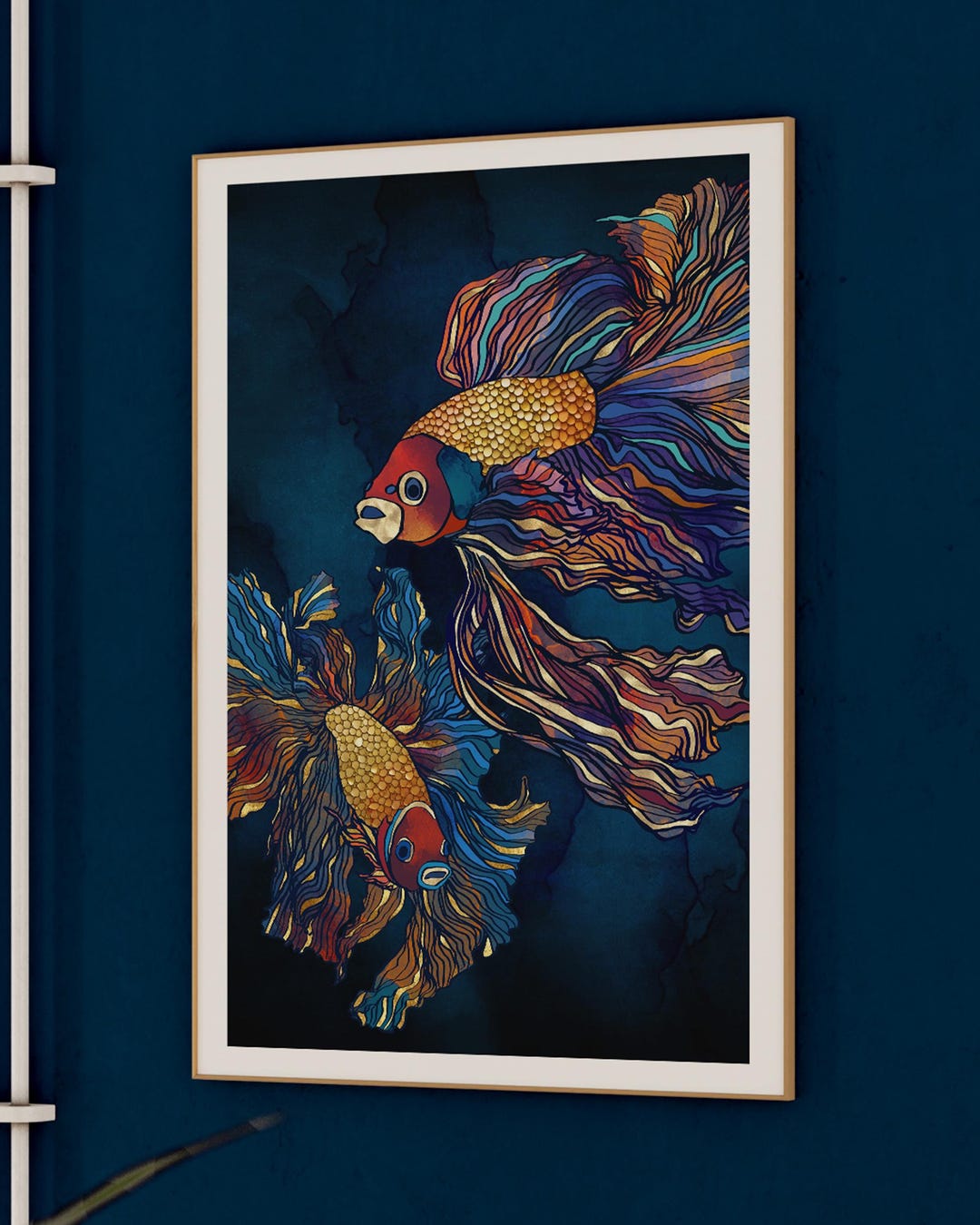Vibrant Betta Fish Illustration - Exotic Aquatic Art Print, Colorful ...