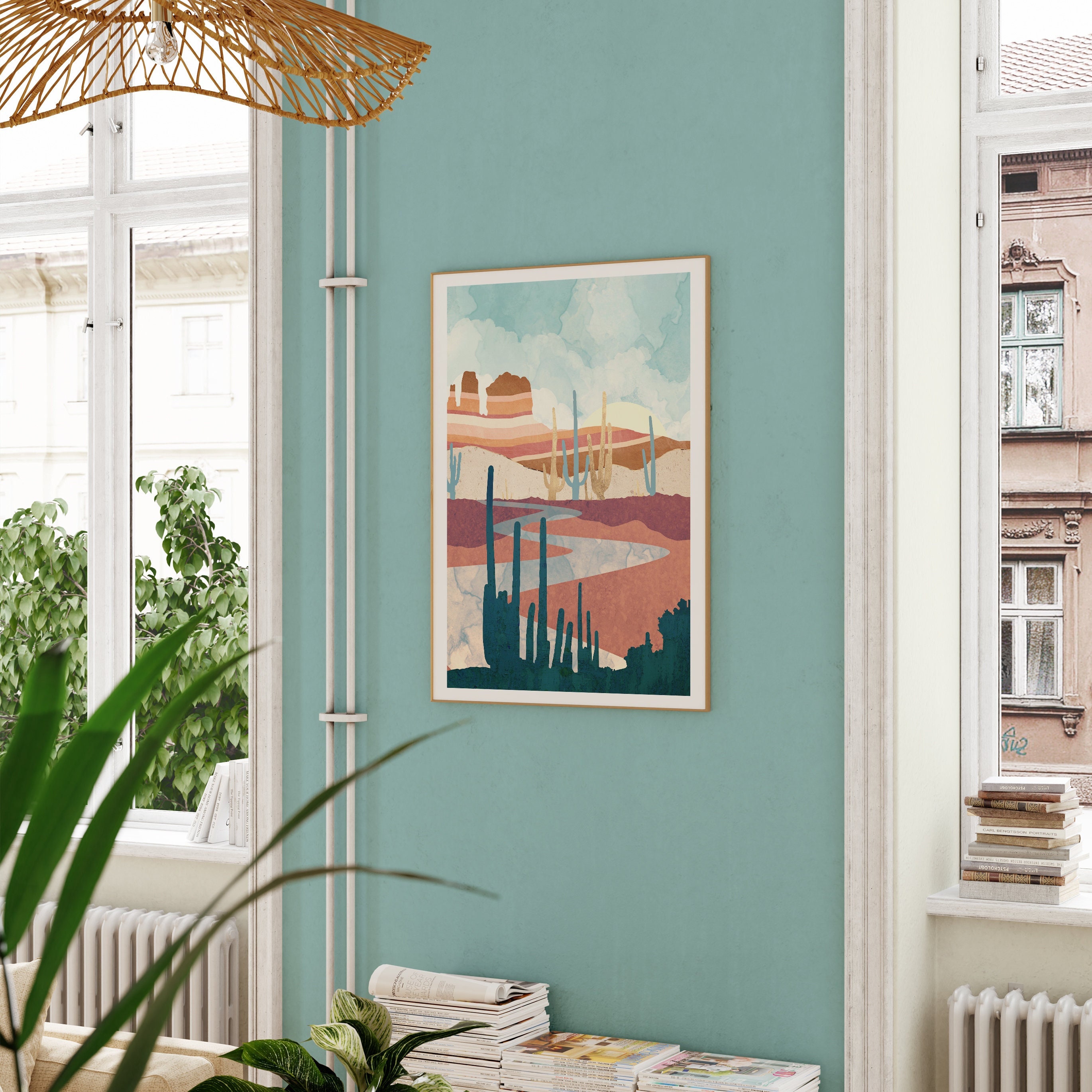 Desert Vista Art Print, Modern Colorful, Desert Decor, Contemporary ...