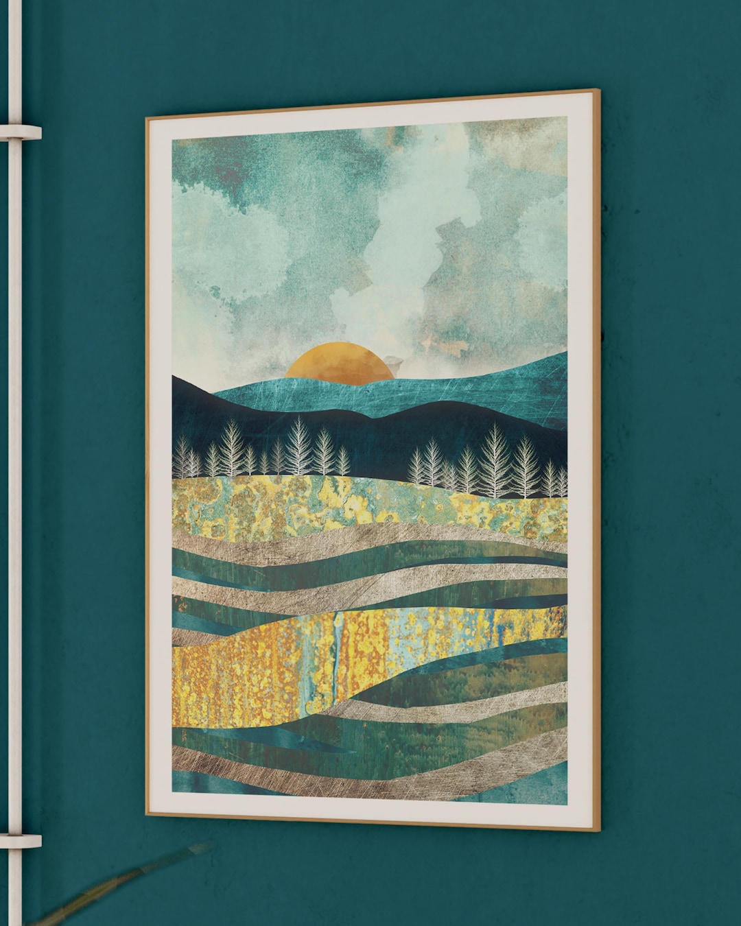 Abstract Sunset Landscape Wall Art - Colorful Late Summer Scene Print ...