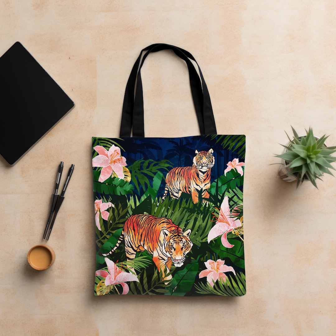 Tiger Jungle Tote Bag - Animal Print Eco-friendly Grocery Shopping Bag ...