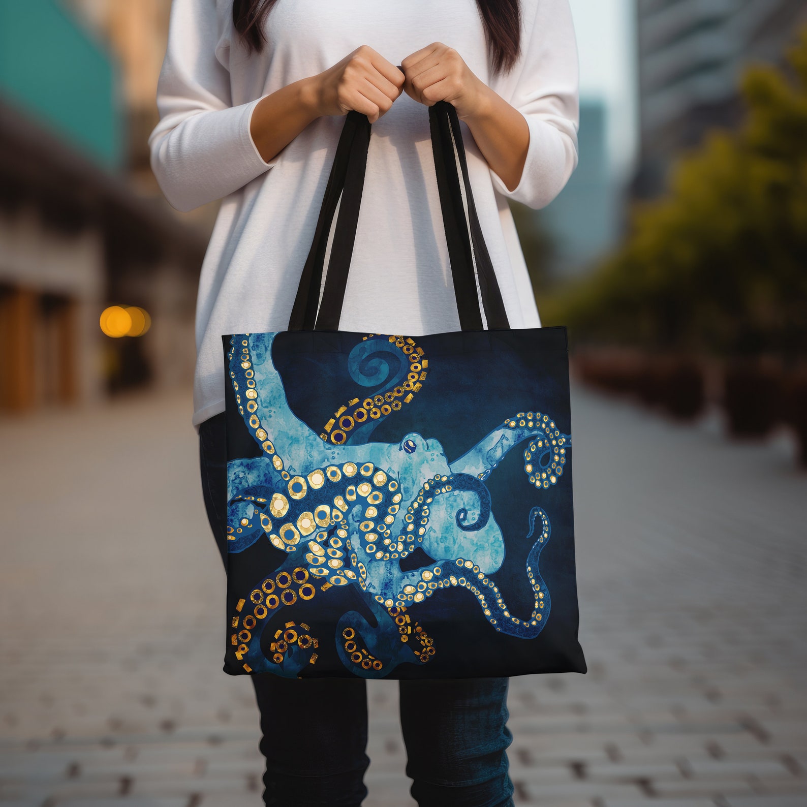 Abstract Octopus Tote Bag, Artsy Ocean Carryall - Etsy