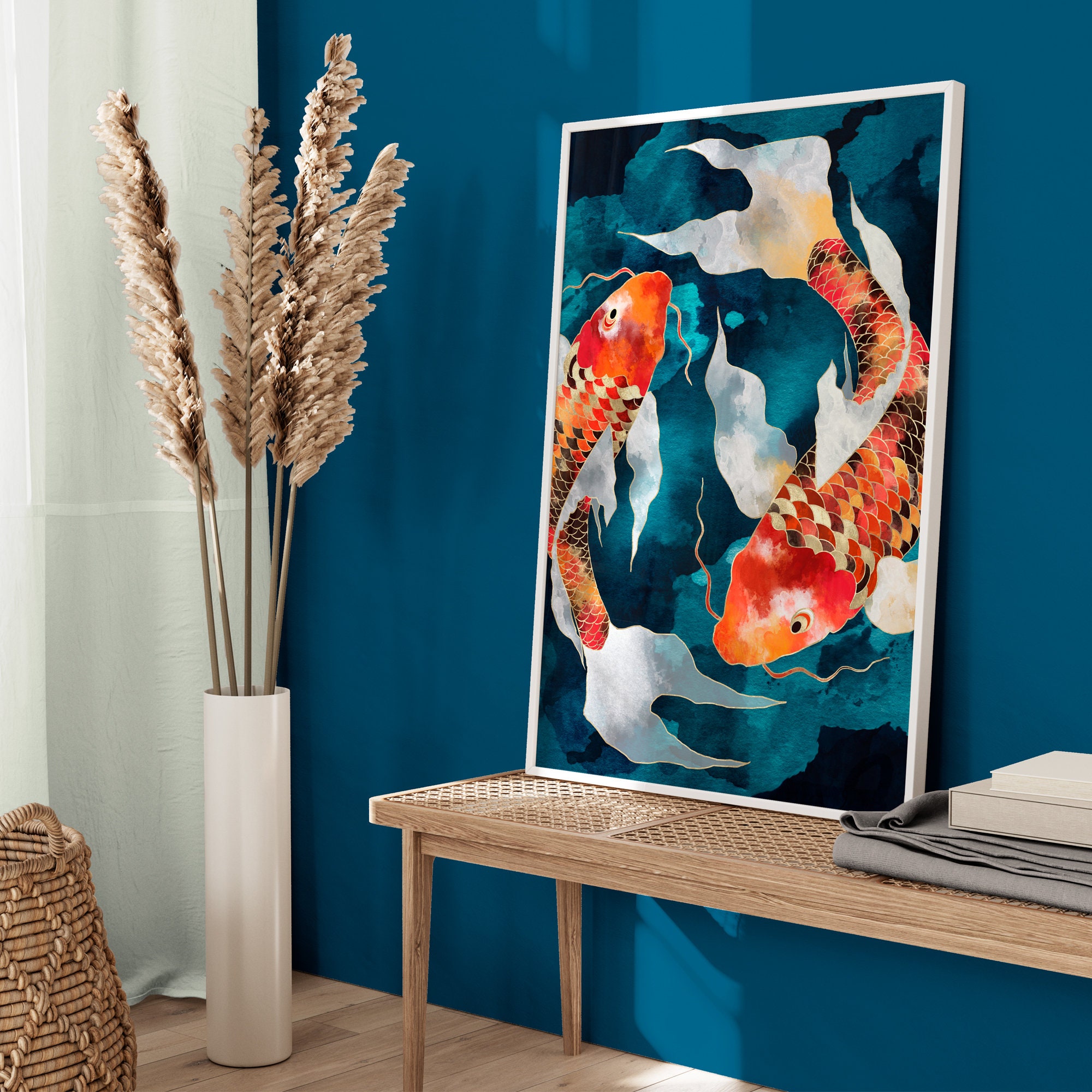 Koi Wall Art, Abstract Fish Art, Metallic Koi II by Spacefrog Designs ...