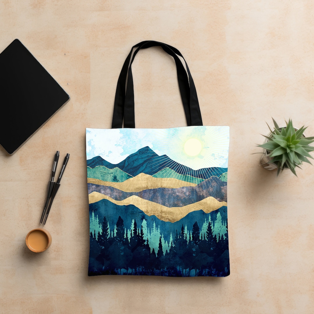Abstract Forest Tote Bag: Designer Art Beach Bag - Etsy