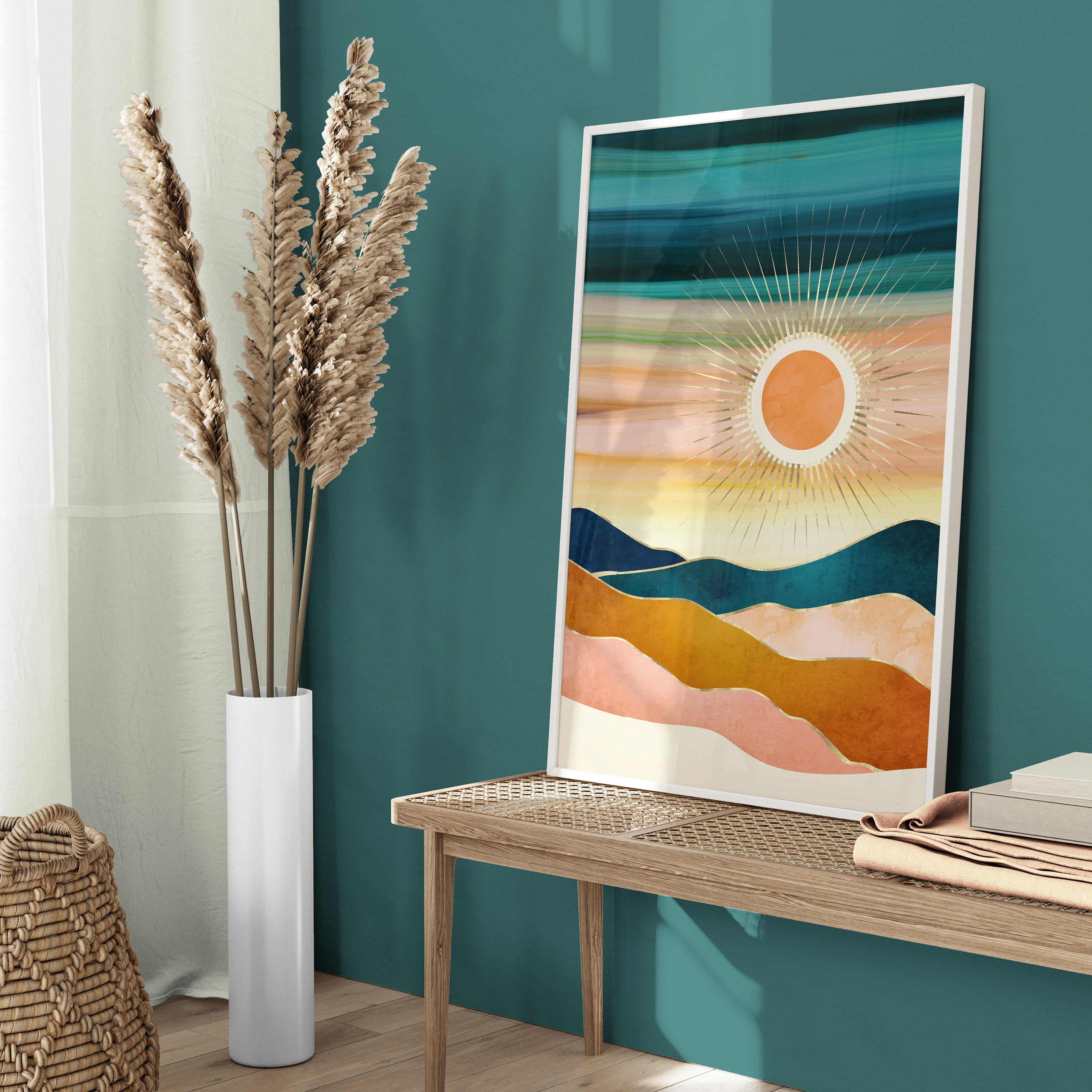 Abstract Southwestern Desert Landscape Art, Modern Contemporary Desert ...