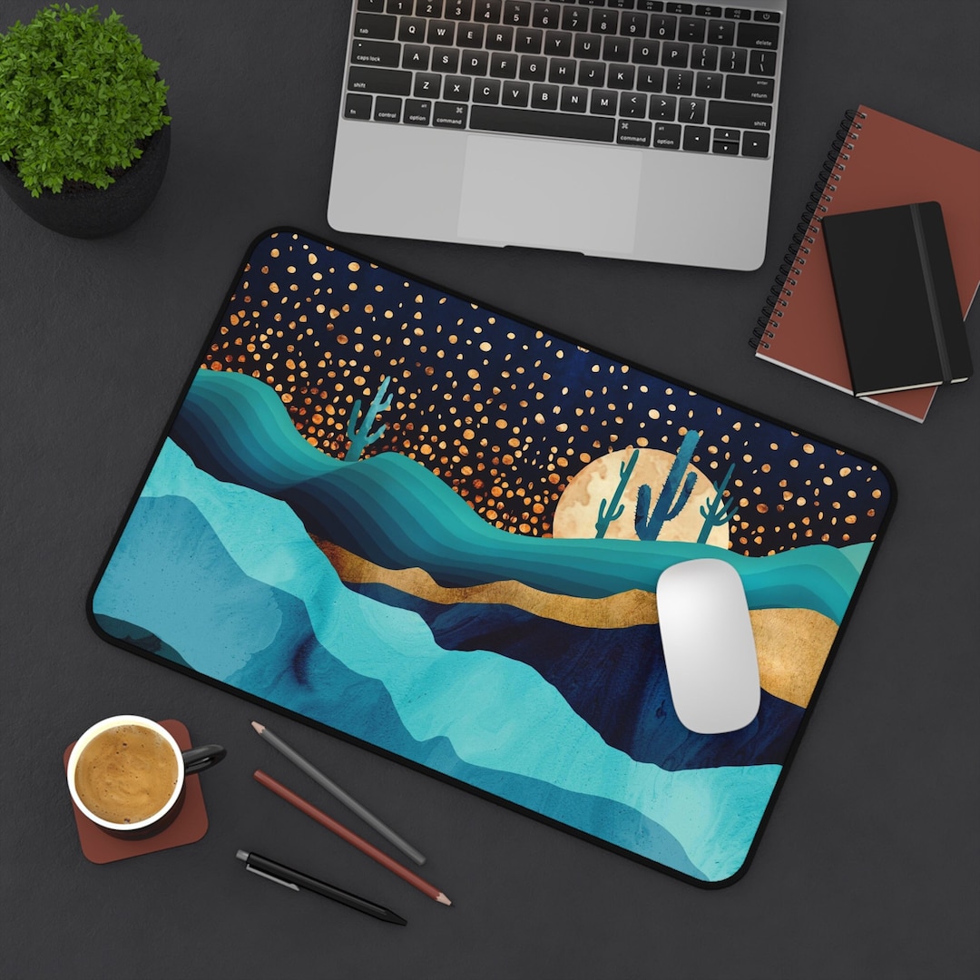 Abstract Desert Desk Mat: Boho Mousepad, "indigo Desert Night" Art - Etsy