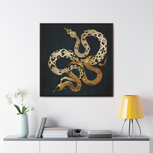 Elegant Serpent Artwork Luxurious Framed Canvas Print Modern Home Decor ...