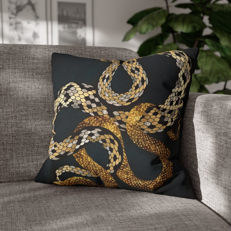Golden Snake Decorative Pillow Chic Black and Gold Design Modern Home ...