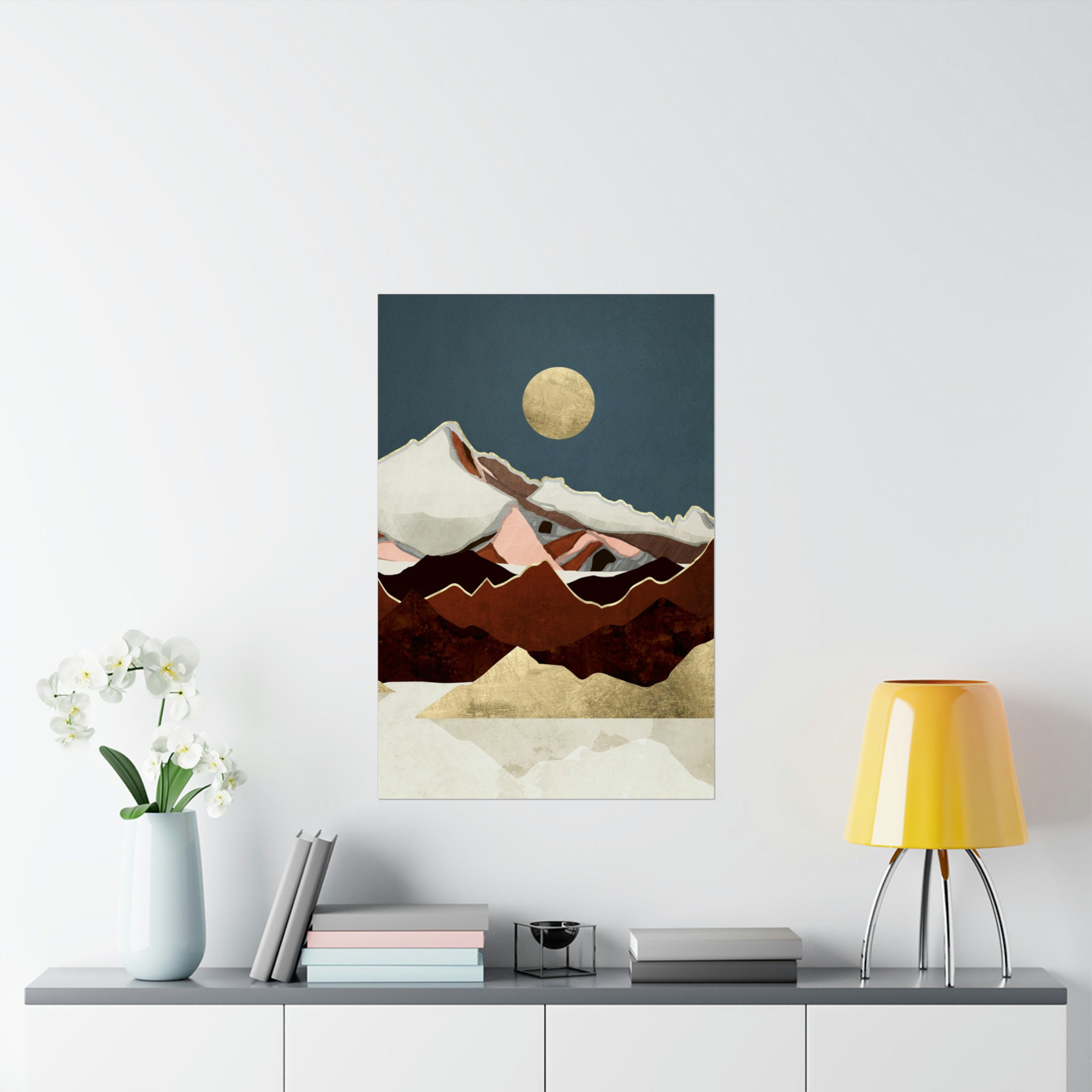 Abstract Mountain Landscape Art Print: Rustic Minimalist Wall Art - Etsy