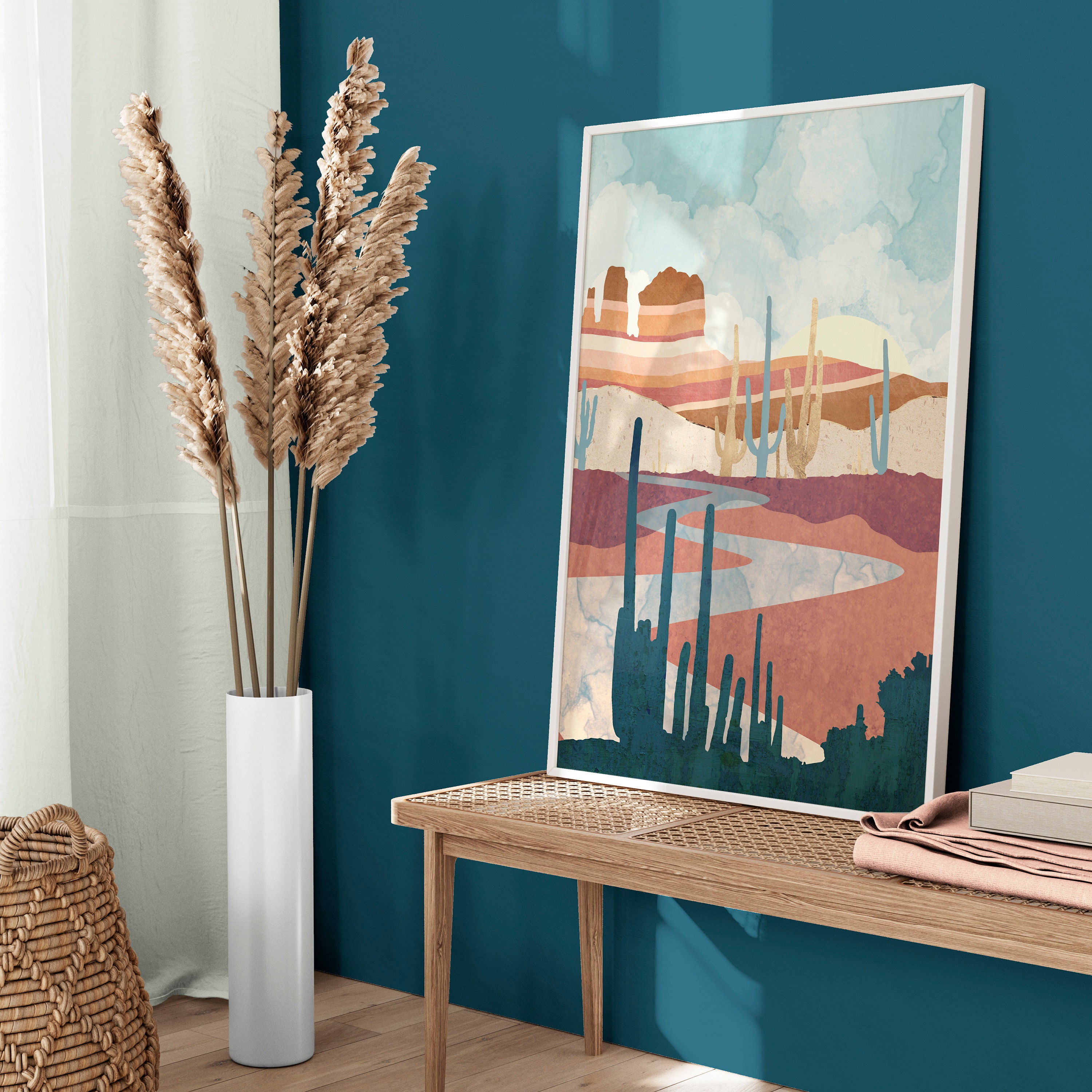 Desert Vista Art Print, Modern Colorful, Desert Decor, Contemporary ...