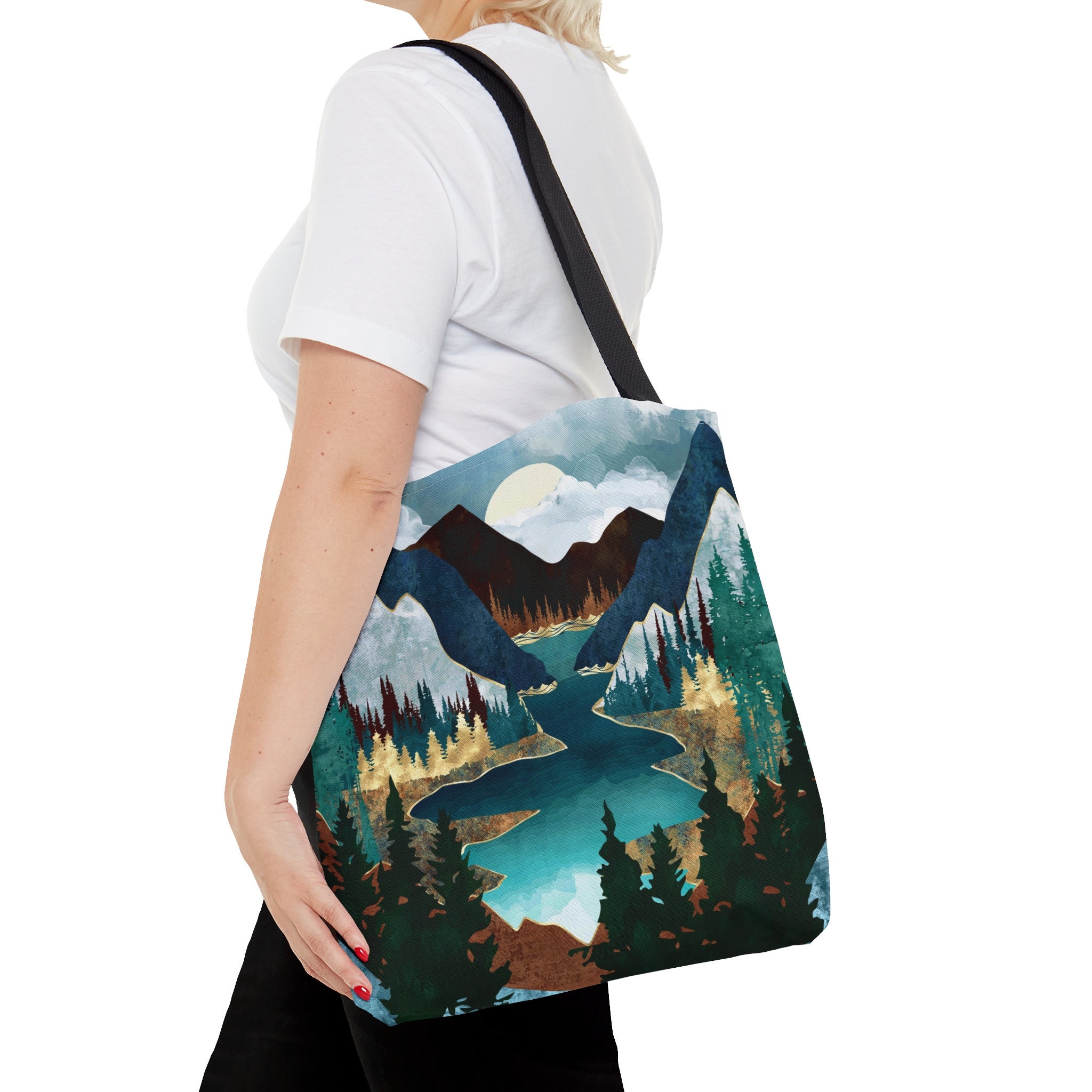 Abstract Mountain River Tote Bag: Artsy Landscape Carryall - Etsy
