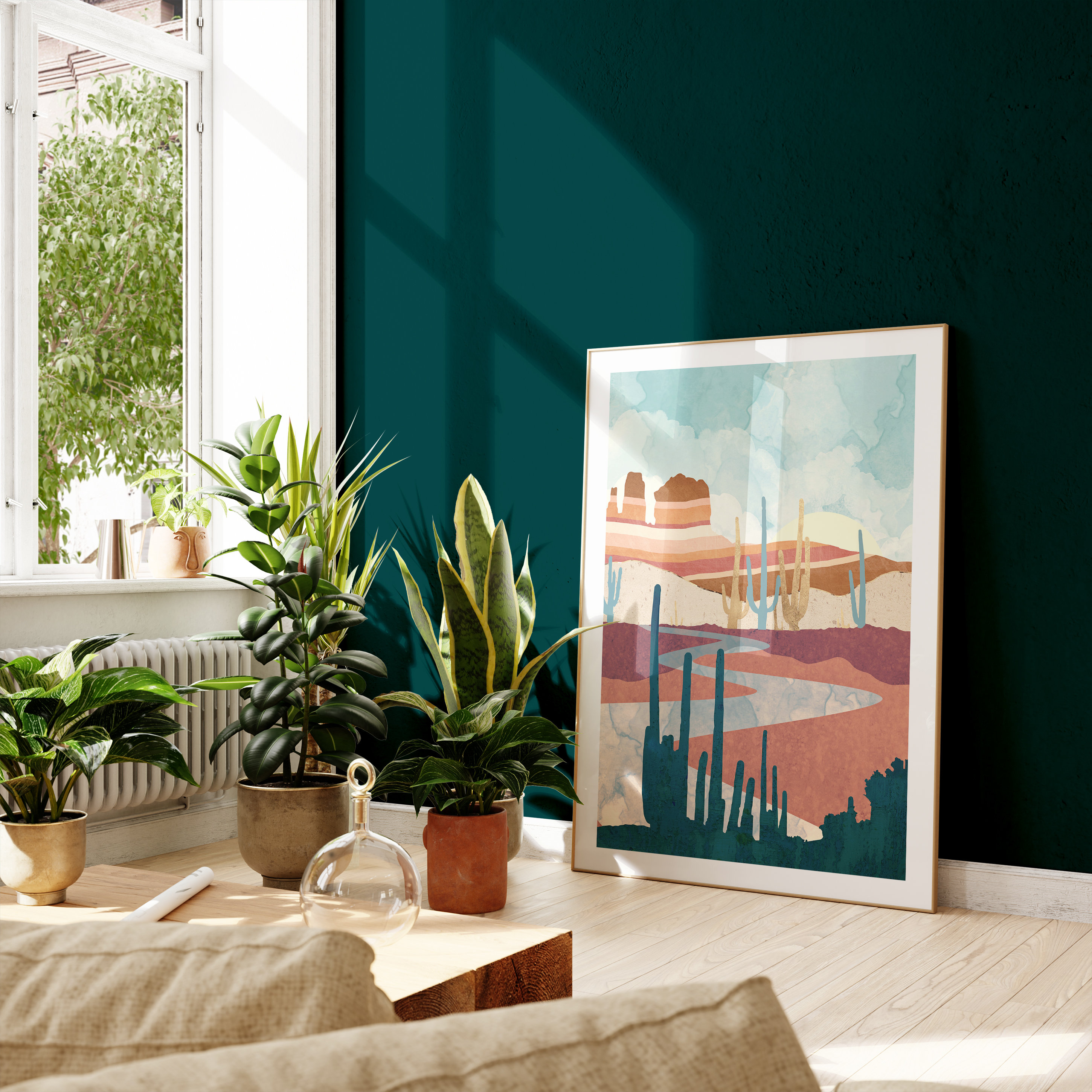 Desert Vista Art Print, Modern Colorful, Desert Decor, Contemporary ...