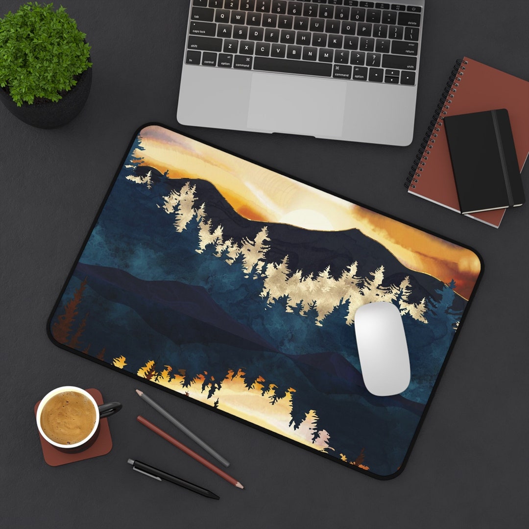 Fall Sunset Desk Mat, Bright Desk Mat, Long Desk Mousepad, Nature Desk ...