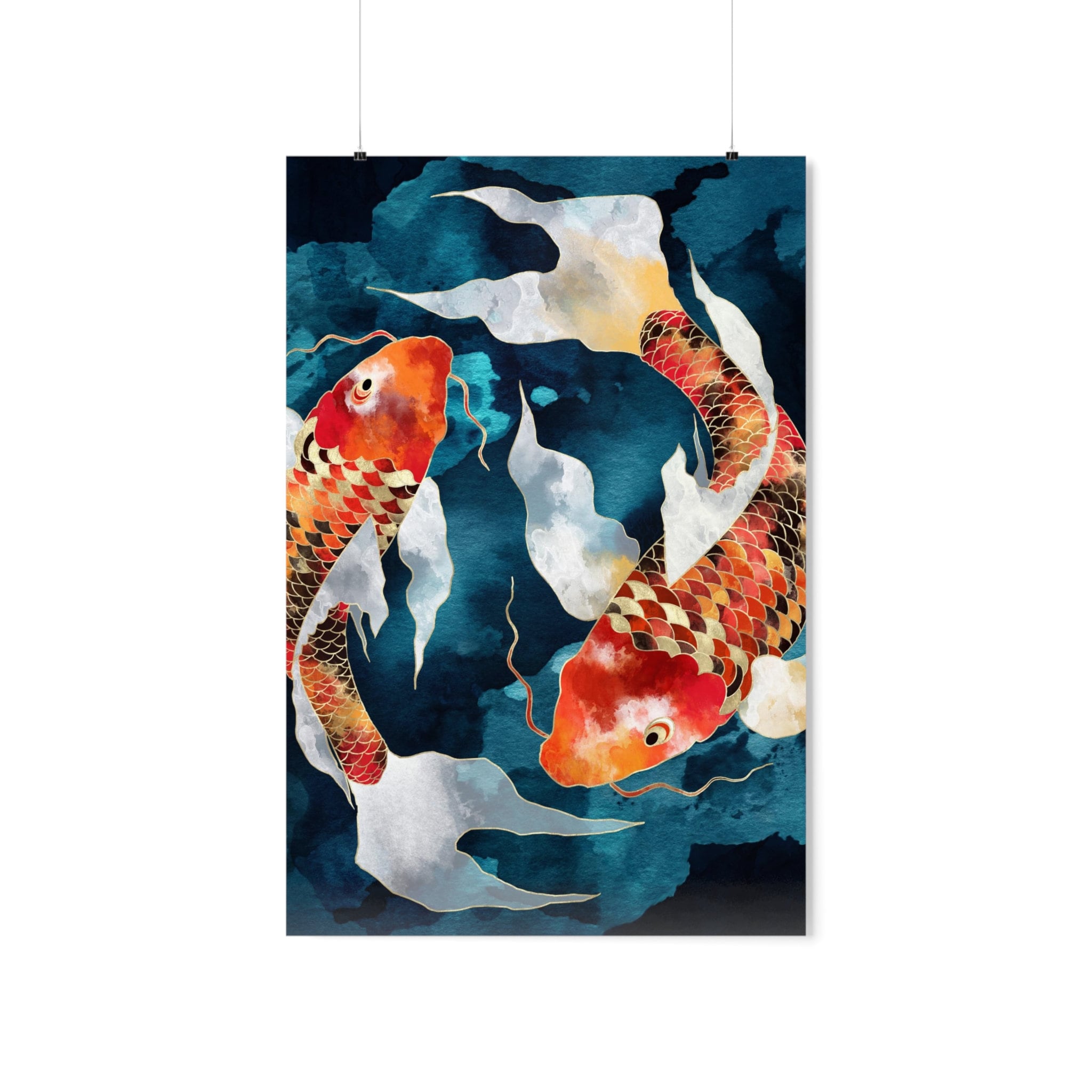 Koi Wall Art, Abstract Fish Art, Metallic Koi II by Spacefrog Designs ...