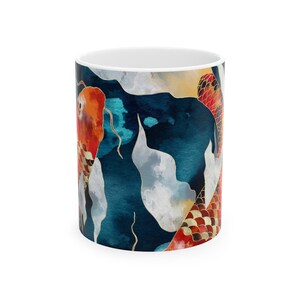 Colorful Koi Coffee Mug - Artistic Fish Design - Ideal Gift for Marine ...