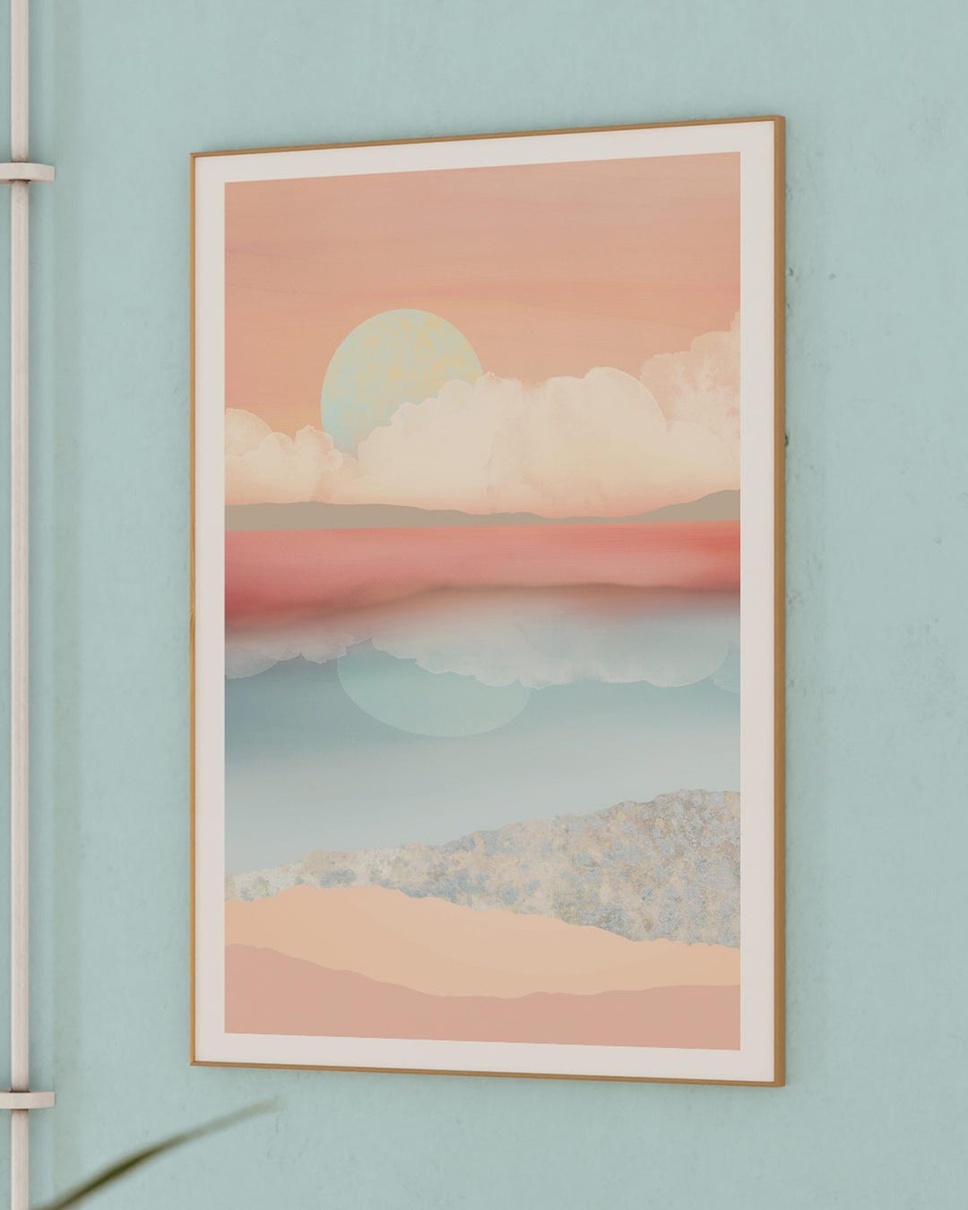 Abstract Ocean Beach Art Print - Minimalistic Beach House or Coastal ...