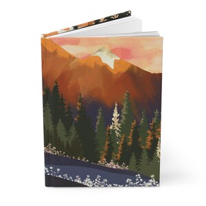 Fall Mountain Sunset Journal: Illustrated Forest Hardcover Notebook - Etsy