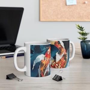 Colorful Koi Coffee Mug - Artistic Fish Design - Ideal Gift for Marine ...