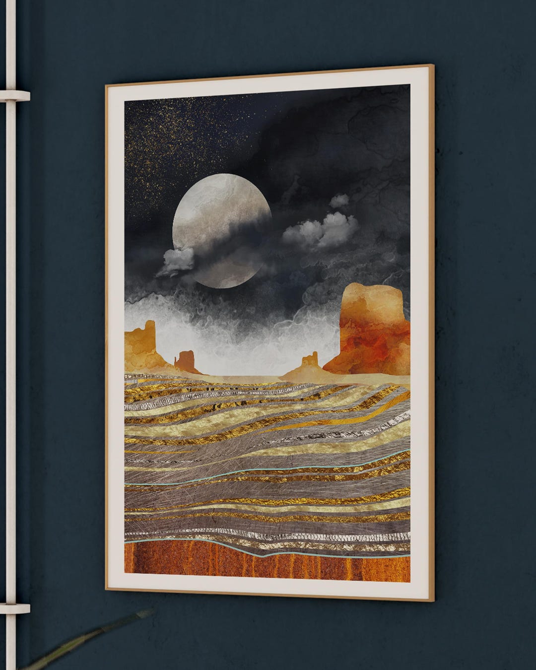 Metallic Desert Moon Art Print Modern Abstract Landscape - Etsy
