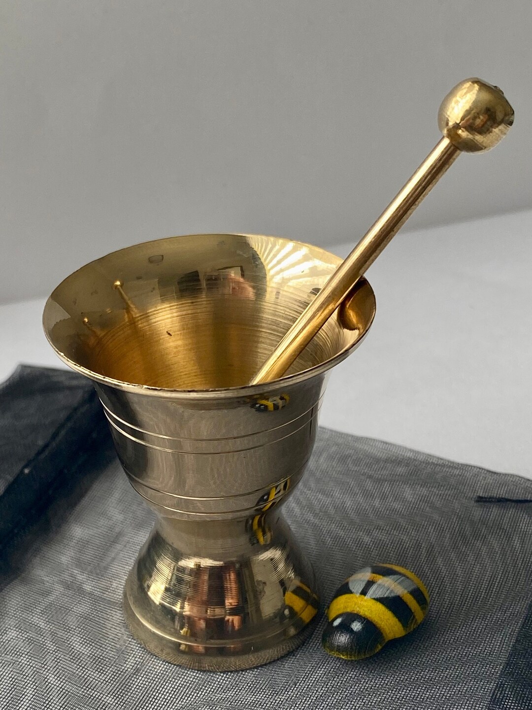 Oshun Mortar With the Pestle Included Polished Gold | Mortero Para ...