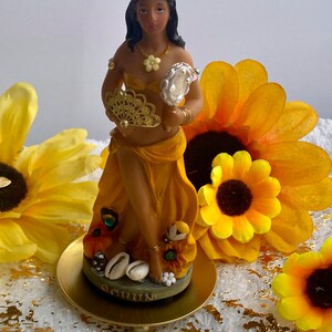 Oshun Altar Set | 5" Goddess Statue, Bronze Bell, Scarf & Incense ...