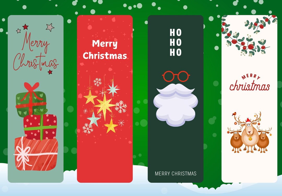 Printable Christmas Bookmarks | Set of 4 Festive Designs | Holiday ...