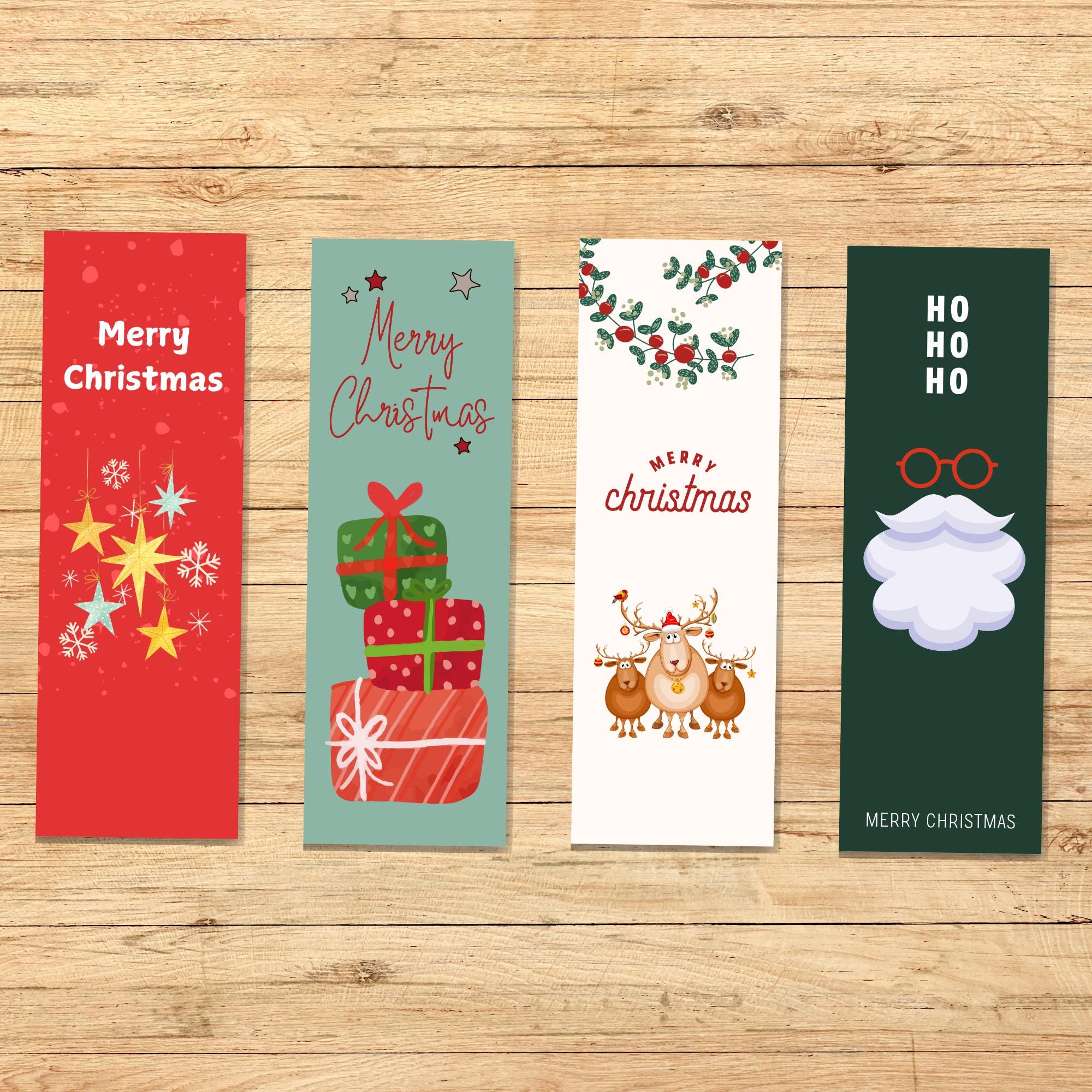 Printable Christmas Bookmarks | Set of 4 Festive Designs | Holiday ...