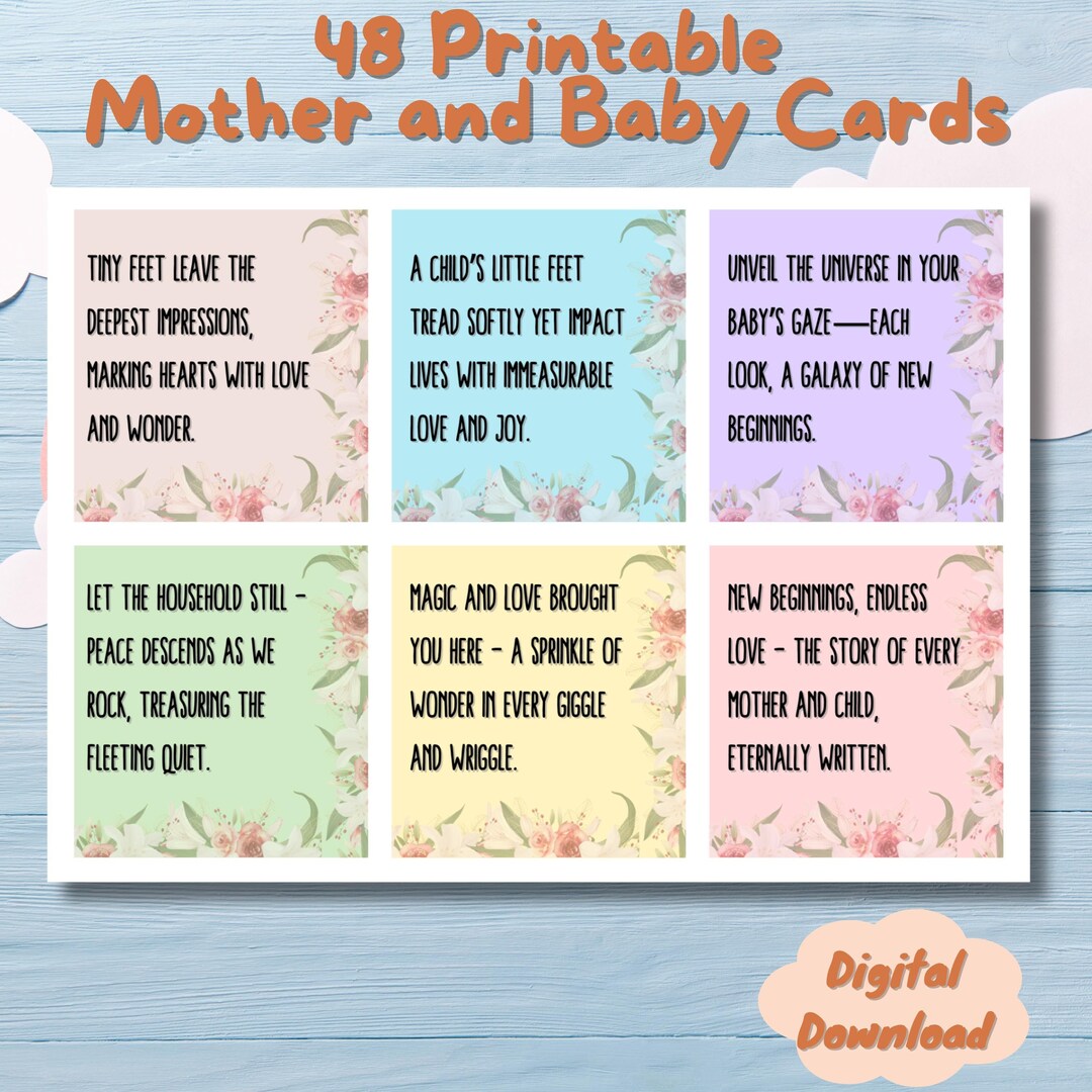 Inspirational Motherhood & Baby Quotes - Printable A4 Sheets, New Mom ...