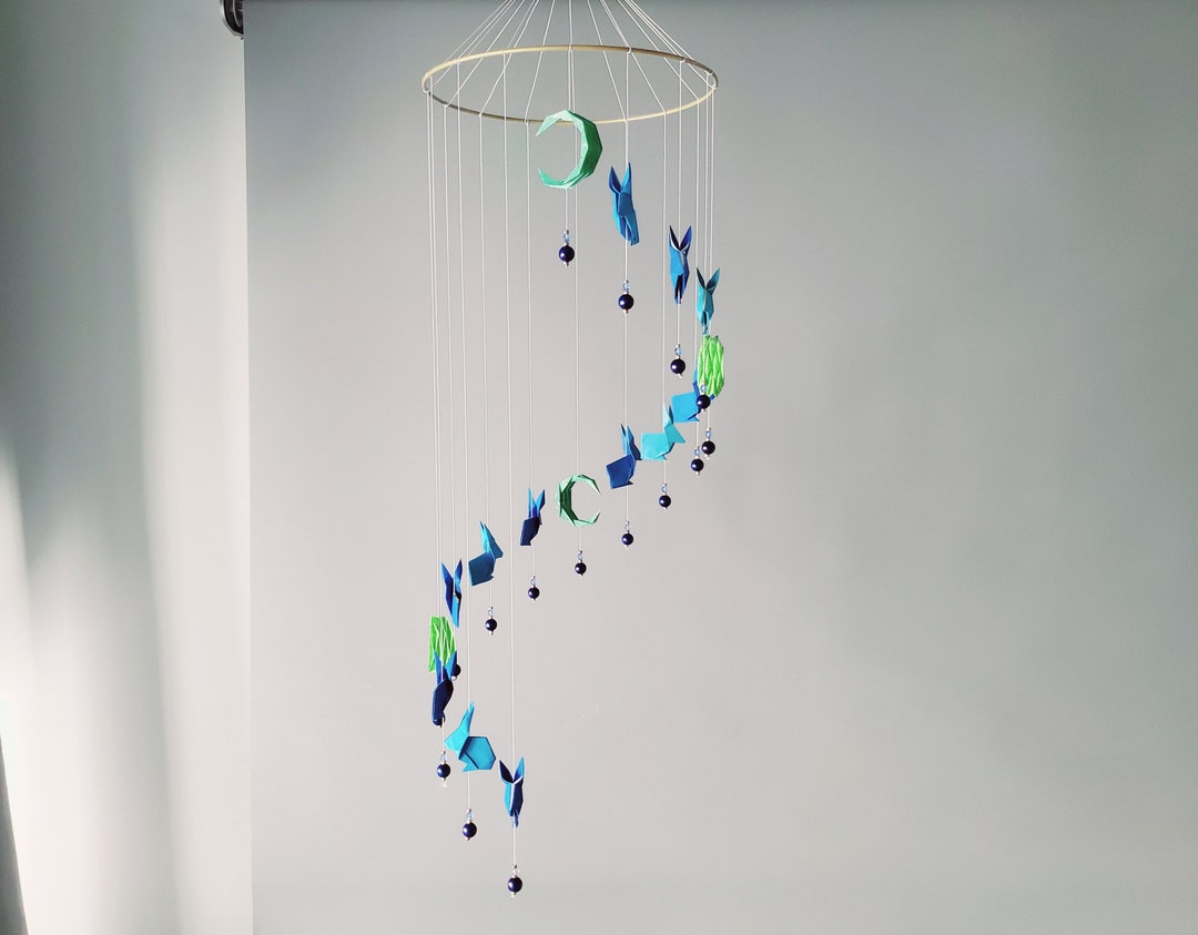 Origami Paper Hanging Mobile, Rabbits and Moons for Baby and Child - Etsy