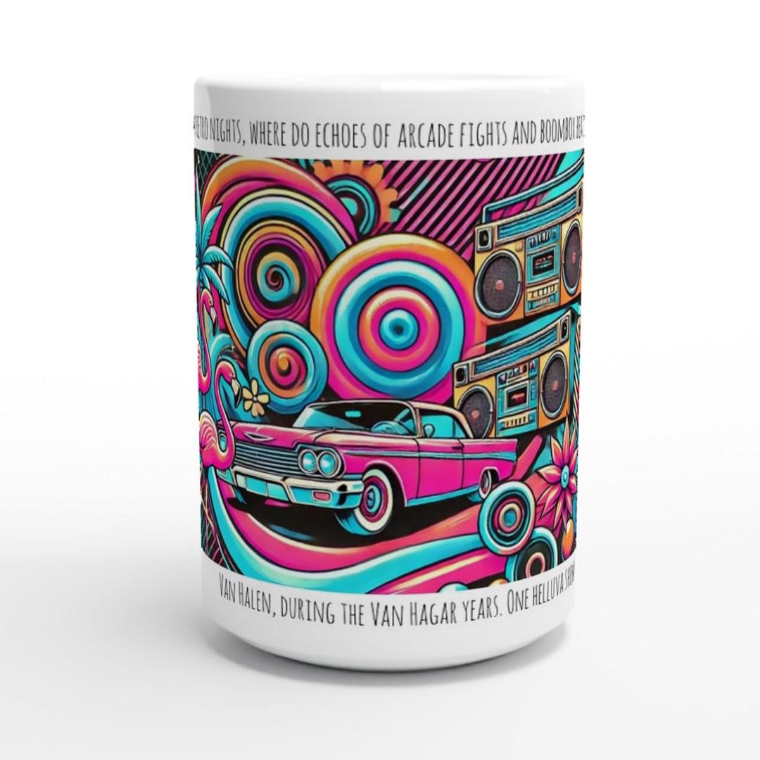 Custom Mug Retro Night Swirl 80s Whimsical Decorative Ceramic Coffee ...