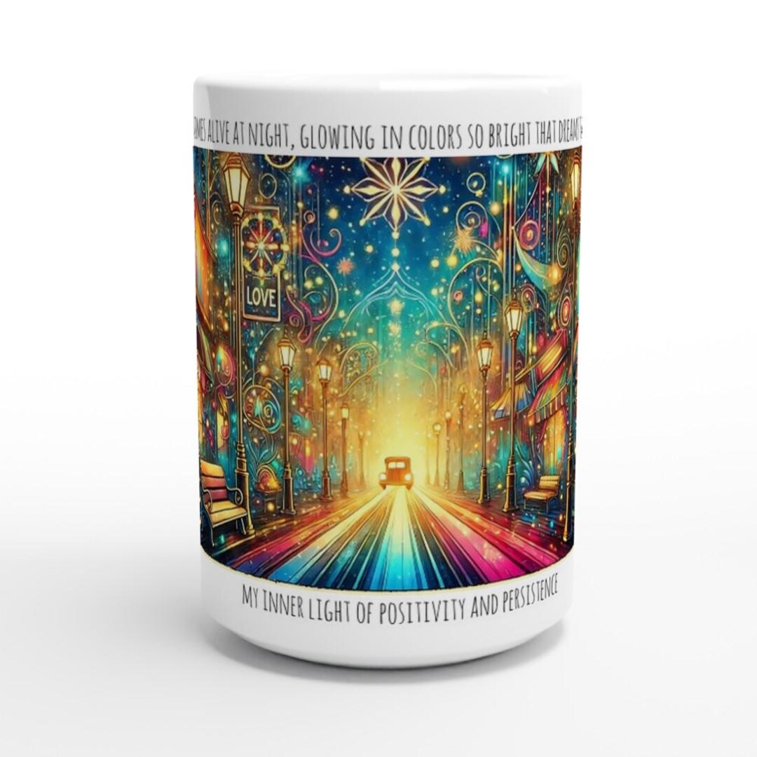 Custom Mug Neon Dreams Whimsical Decorative Ceramic Coffee Mug Colorful ...