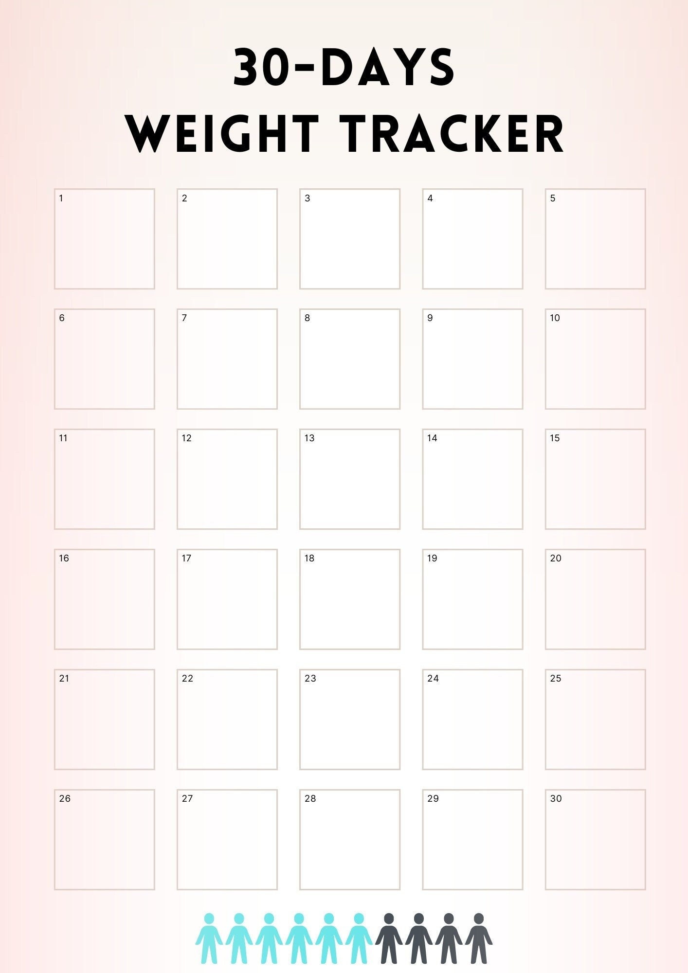30-days Weight Tracker, Instant Download, Monthly Tracker, Monthly ...