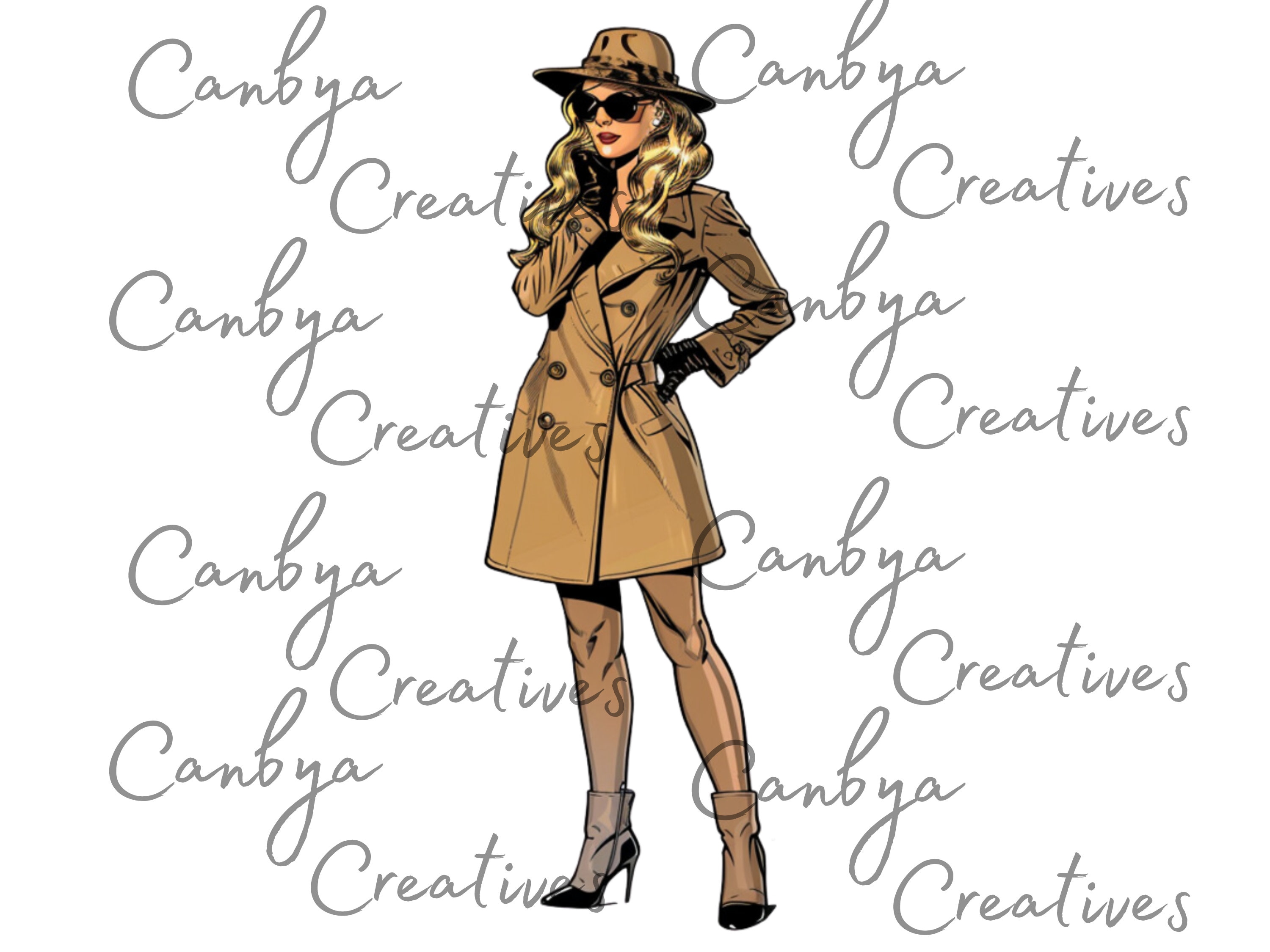 Retro Blonde Secret Agent Women Png Svg Cliparts, Fashion Secret Agent ...