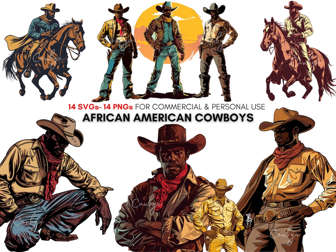 14 African American Cowboy Art Svg 's, 14 Black Cowboy Png 's, Western ...