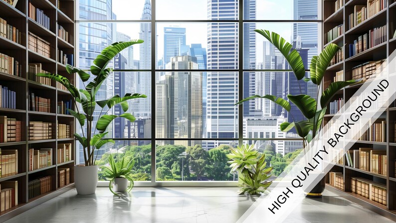 Zoom Background | Modern Corporate Library Virtual Background | Urban ...
